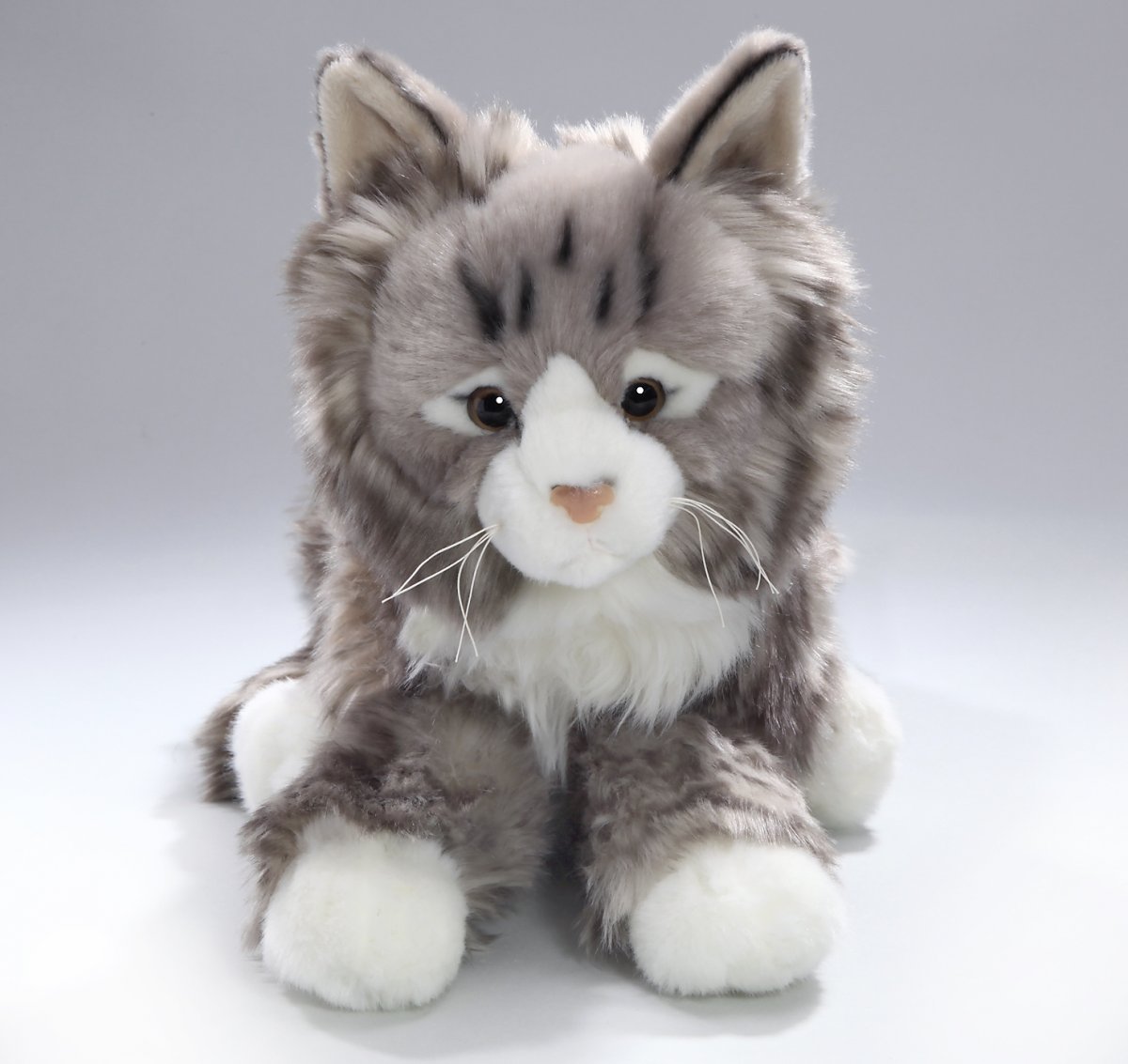 Katze liegend gestreift grau ca. 37 cm - Plueschwelt24 - Plüschtier ...